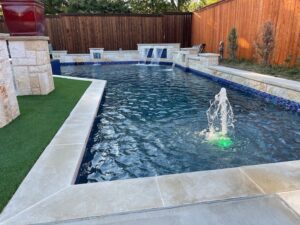 Angular Pool With Sheet Water Features - Diamond Pools Keller Texas